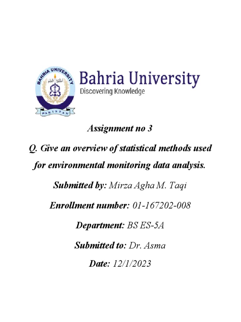 Overview of Statistical Methods Used For Environmental Monitoring Data Analysis | PDF ...