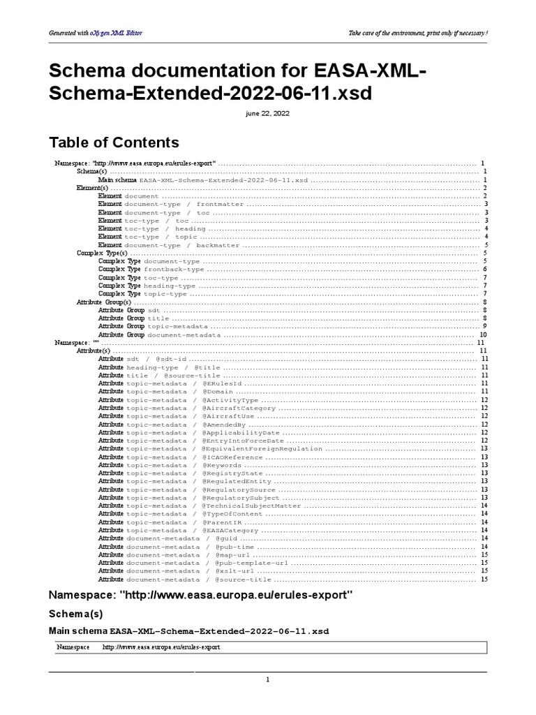 EASA XML Schema Documentation 2022 | PDF | World Wide Web Consortium ...