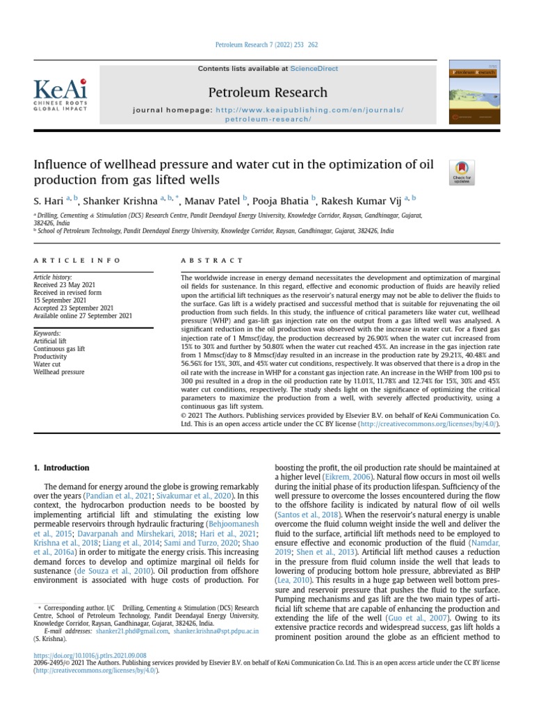 Influence of Wellhead Pressure and Water Cut in The Optimization of Oil ...