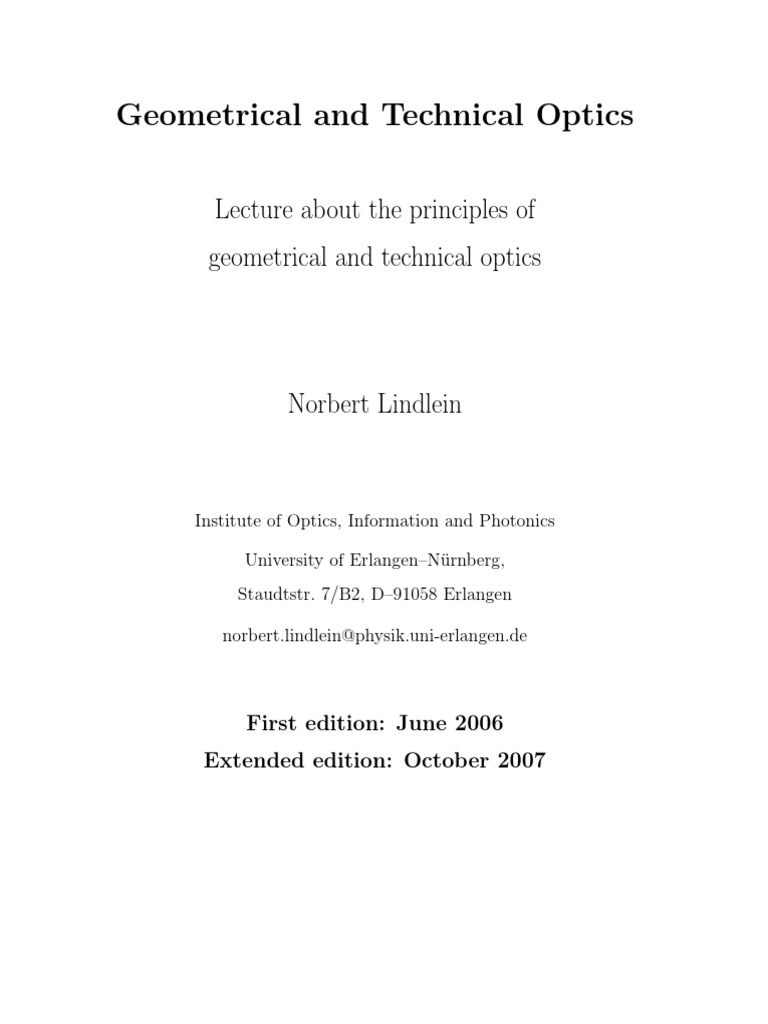 Principles of Geometrical Optics | PDF | Teaching Methods & Materials ...