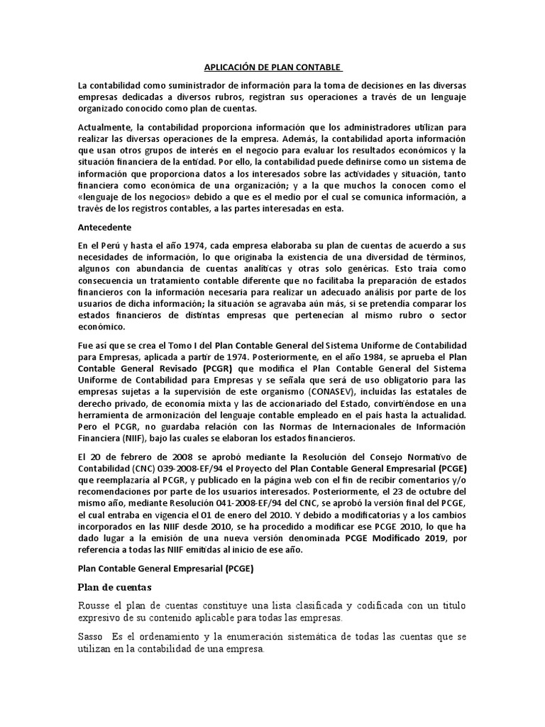 Plan Contable General Empresarial | PDF | Contabilidad | normas ...