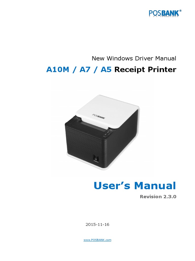 POSBANK A-Series Printer Driver Guide | PDF | Device Driver | Microsoft Windows