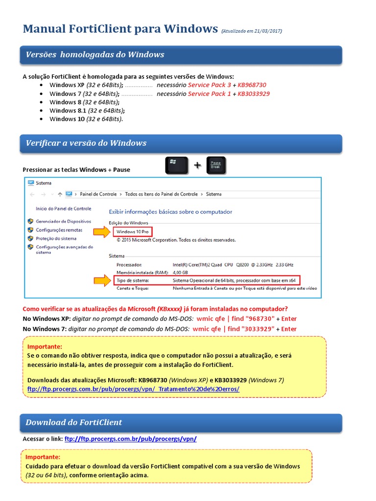 Manual Forticlient Windows | PDF | Microsoft Windows | Windows 7