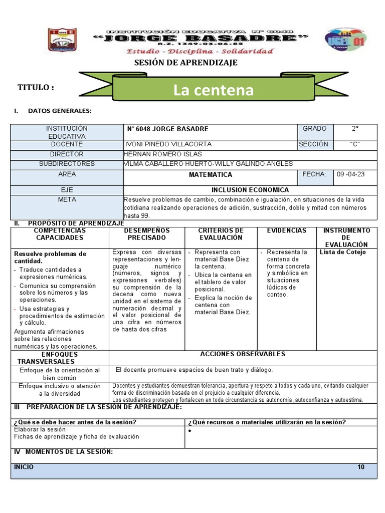 SESION La Centena | PDF | Evaluación | Cognición
