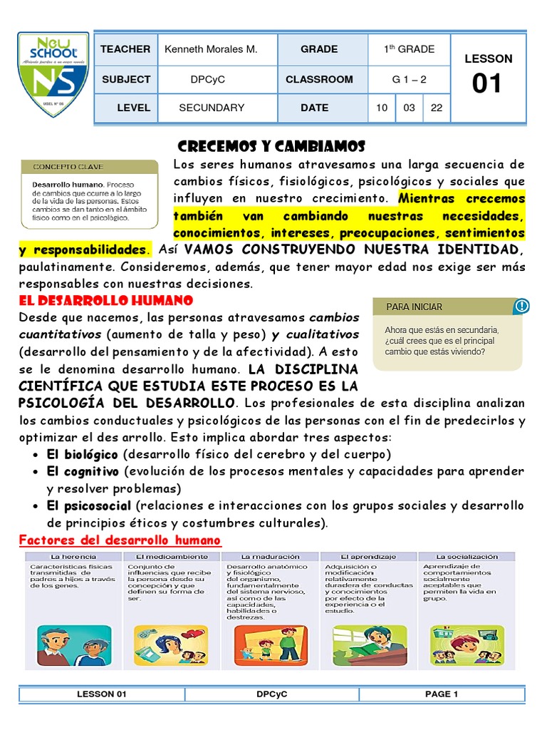 DPCC 1º - Tema Nº1 - Crecemos y Cambiamos | PDF