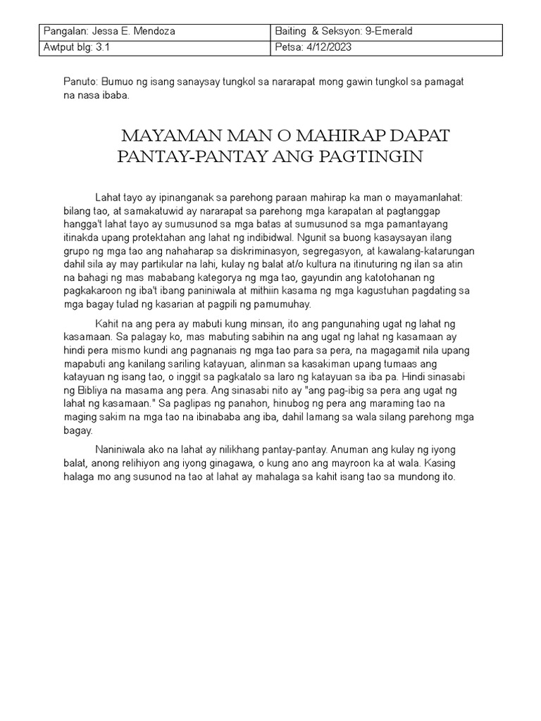 Filipino Format | PDF