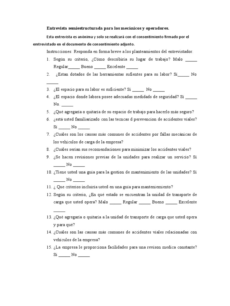 Entrevista Semiestructurada y Formato de Consentimiento | PDF