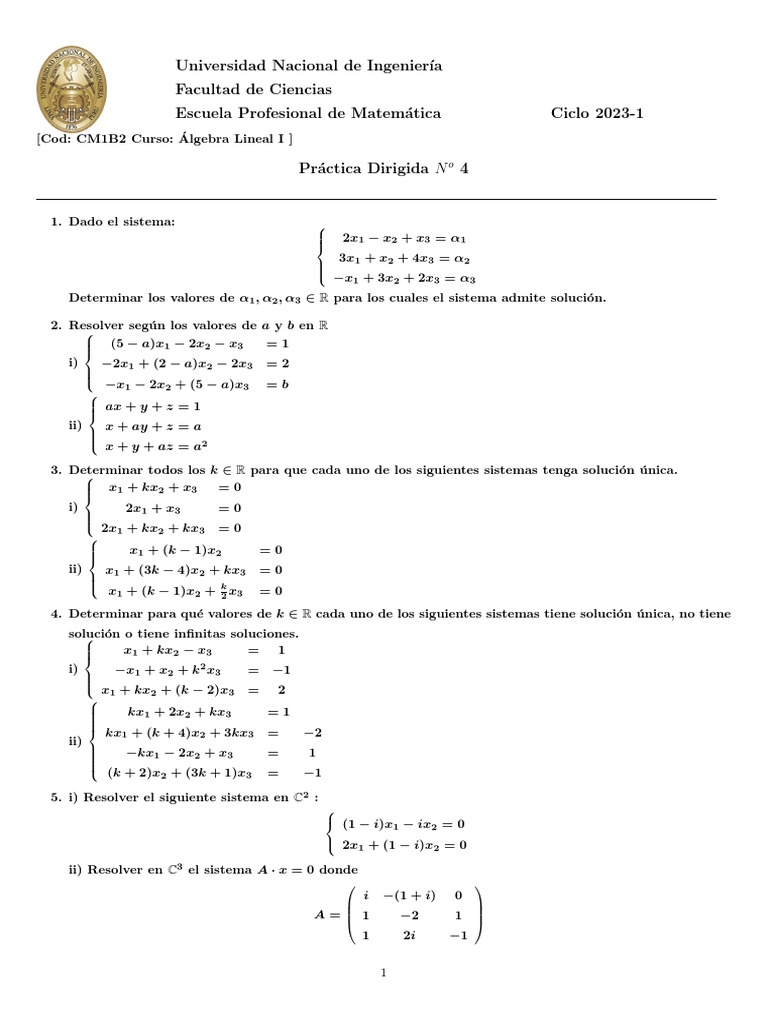 pd4 Lin 2023 | PDF | Matriz (Matemáticas) | Espacio vectorial