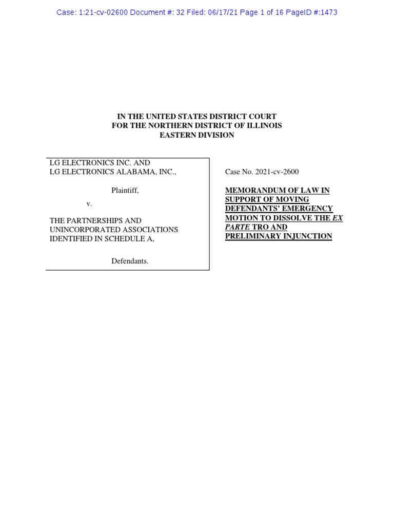 Motion to Dissolve Preliminary Injunction | PDF | Injunction | Justice