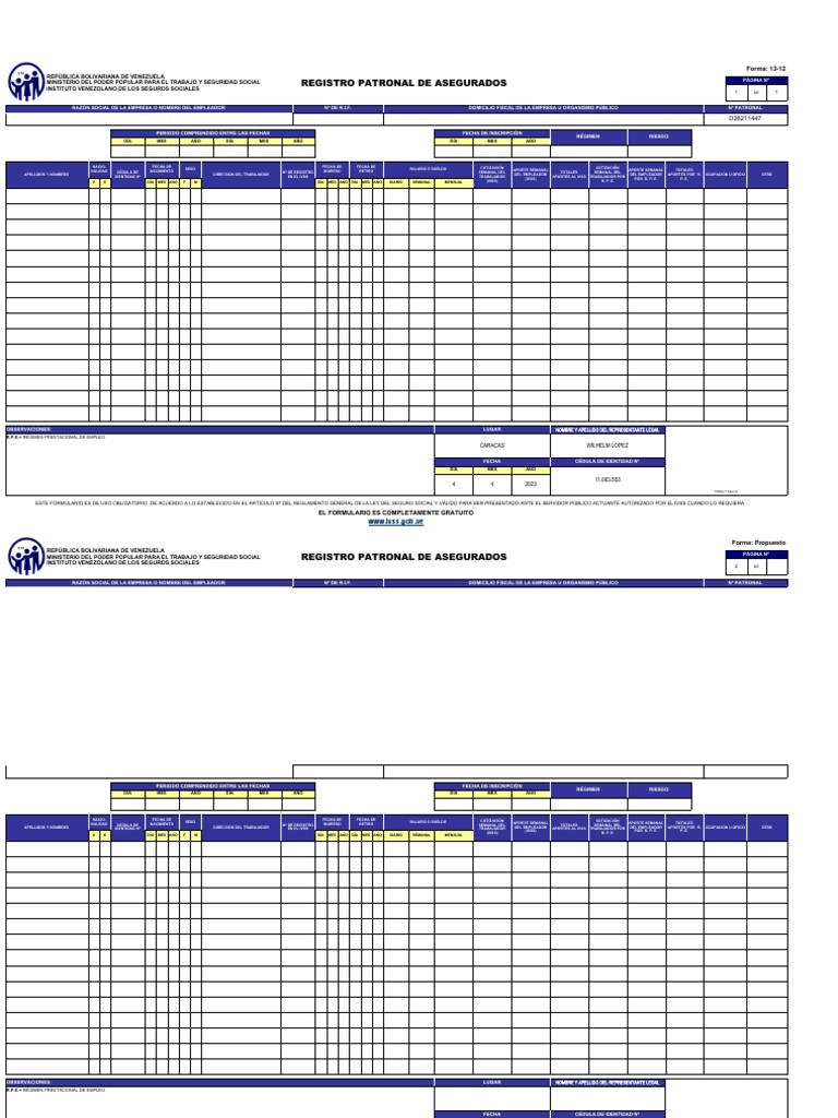 Registro Patronal IVSS Venezuela | PDF | Venezuela | Gobierno