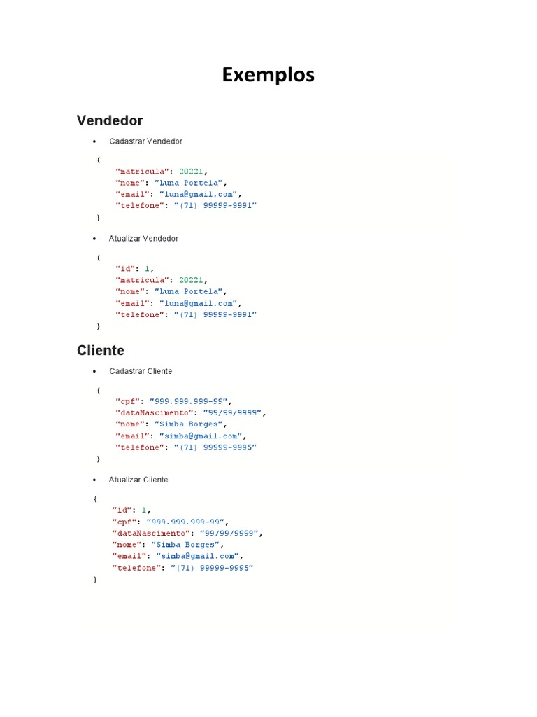 Exemplos API | PDF Exemplos API | PDF
