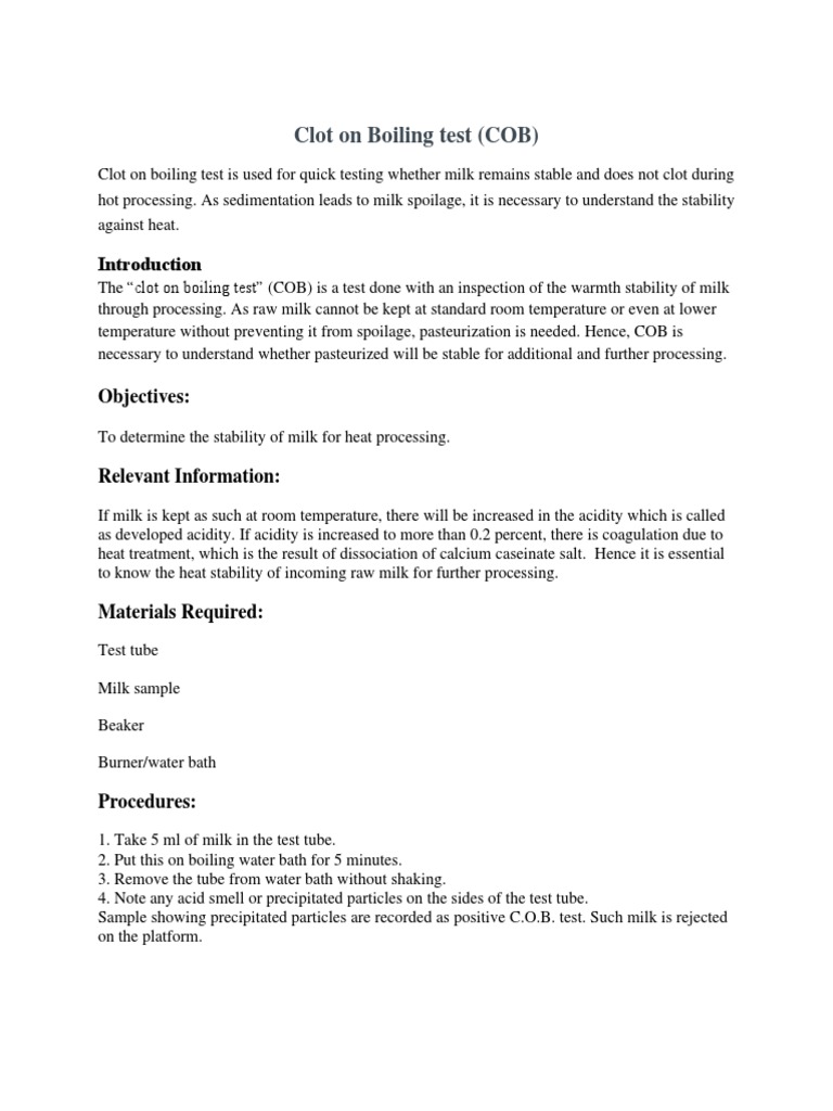 Clot On Boiling Test | PDF