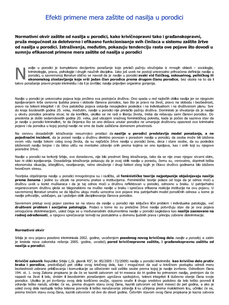 Efekti primene mera zastite od nasilja u | PDF