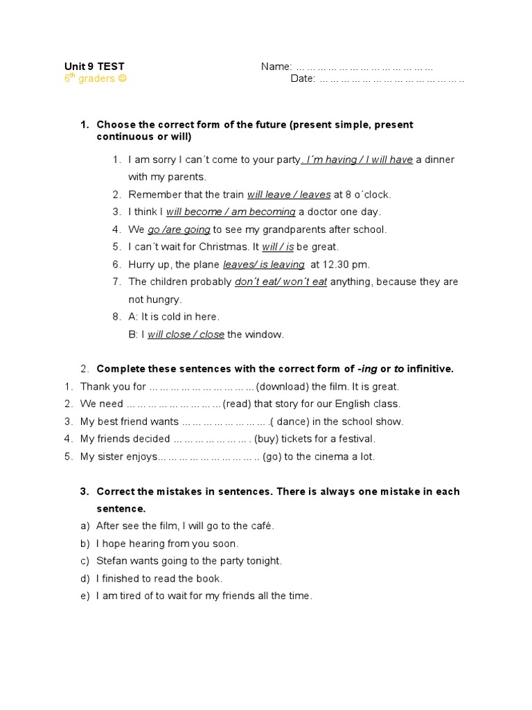 Roc - ANJ, Unit 9 TEST | PDF | Language Arts & Discipline | Foreign ...