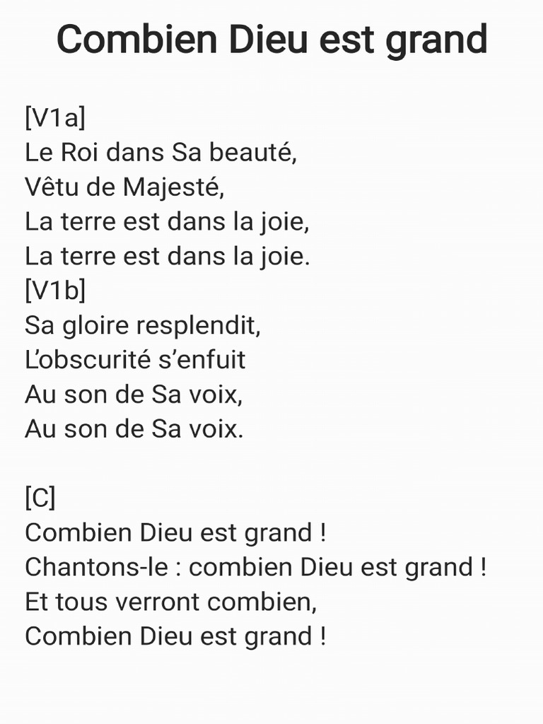 Combien Dieu est grand | PDF