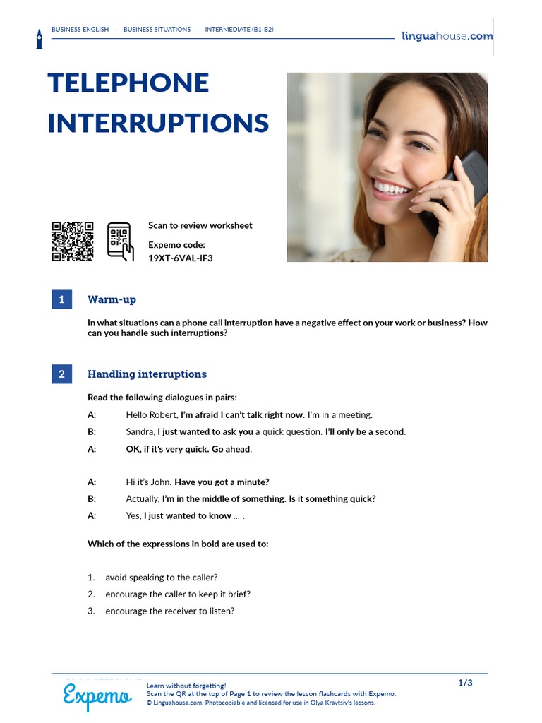Telephone Interruptions British English Teacher | PDF