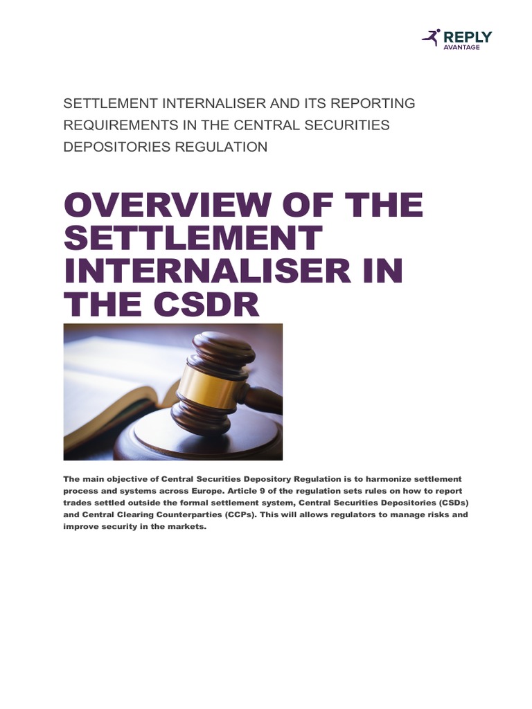 2019 - Reply - Overview of The Settlement Internaliser in The CSDR | PDF