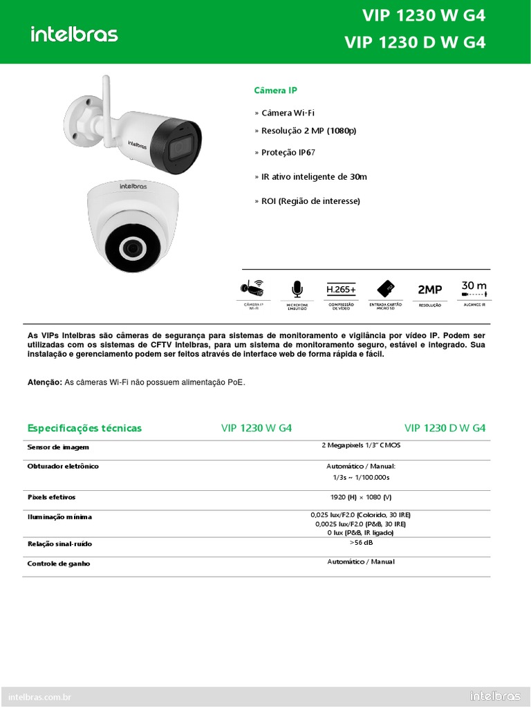 Datasheet Vip 1230 W g4 Vip 1230 D W g4 PT | PDF | Câmera | Wi-Fi