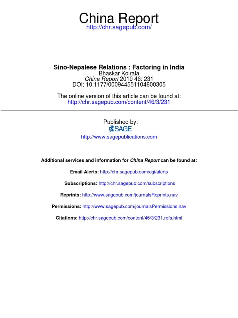 Sino-Nepal-India Relations Analysis | PDF | Nepal | China