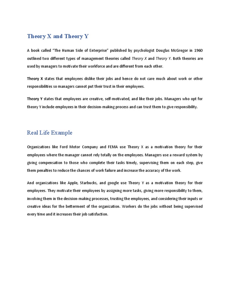 Theory X vs Theory Y Management | PDF | Business