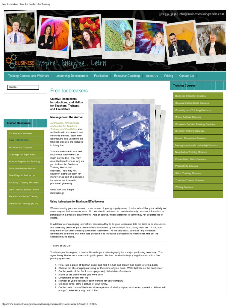 Free Ice Breakers For Training | PDF | Recipe | Word