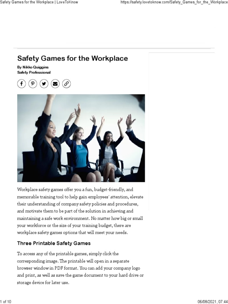 Safety Games For The Workplace | PDF | Occupational Safety And Health ...