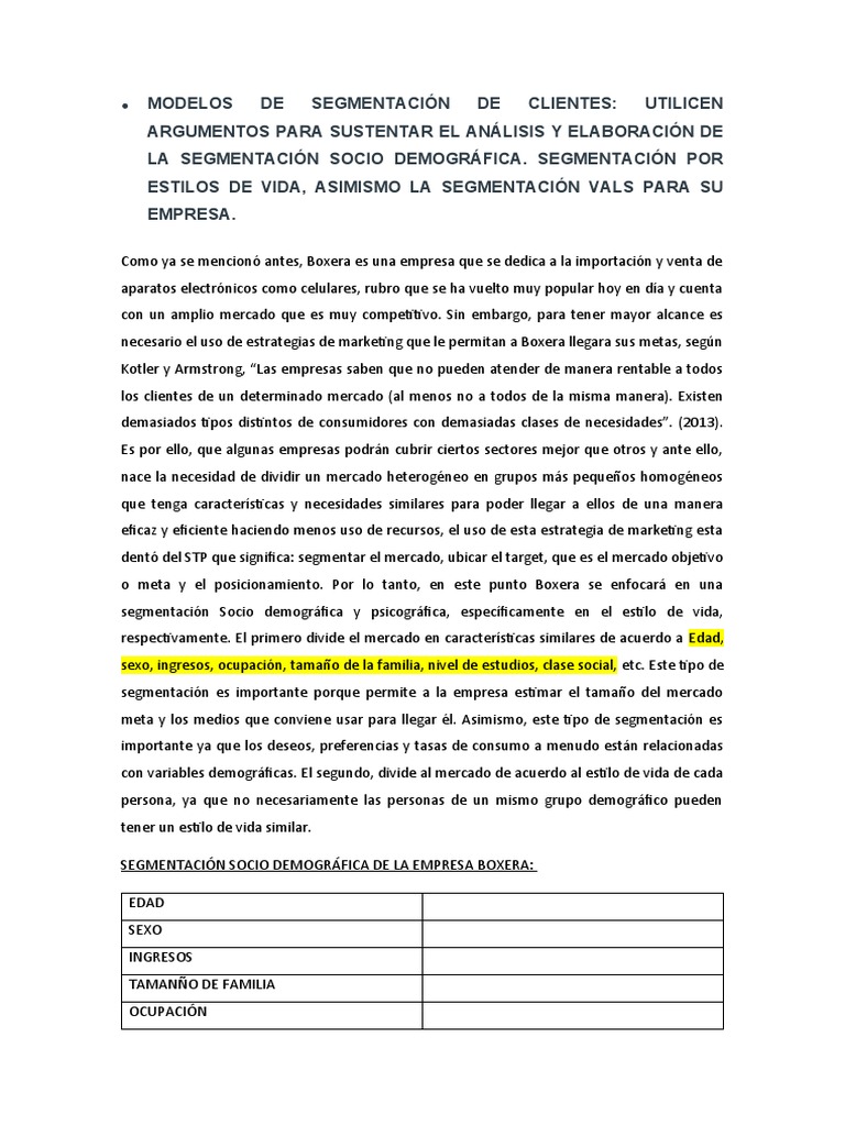 Modelos de Segmentación de Clientes - Monroy | PDF | Marketing ...