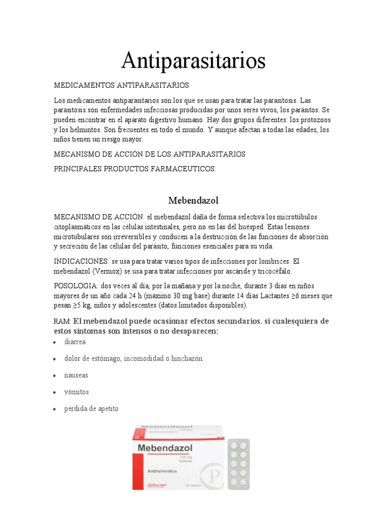 Antiparasitarios (Autoguardado) | PDF | Especialidades Medicas | Medicina CLINICA