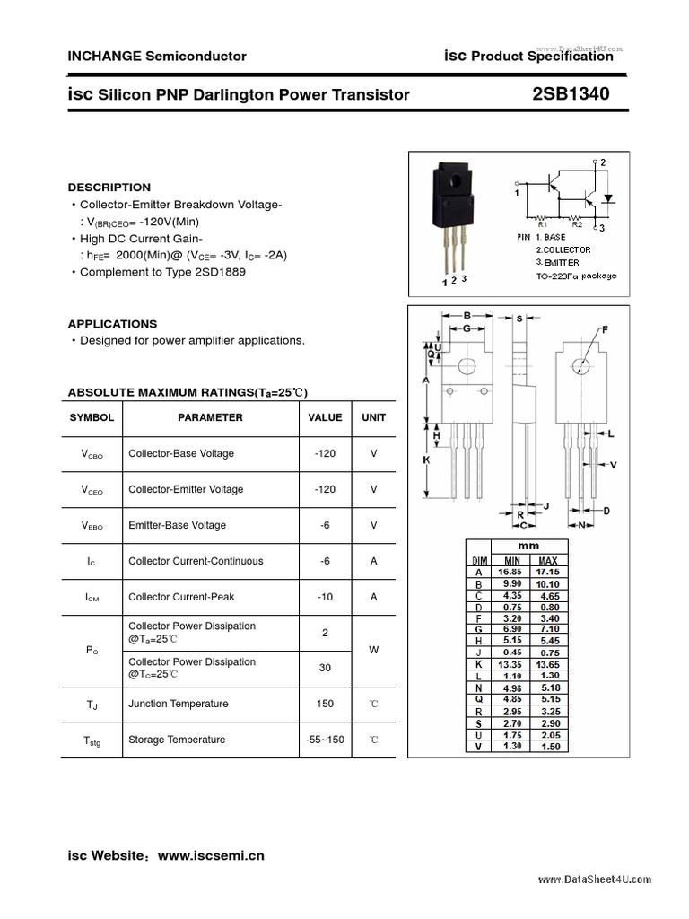 Datasheet b1340 | PDF | Bipolar Junction Transistor | Semiconductors
