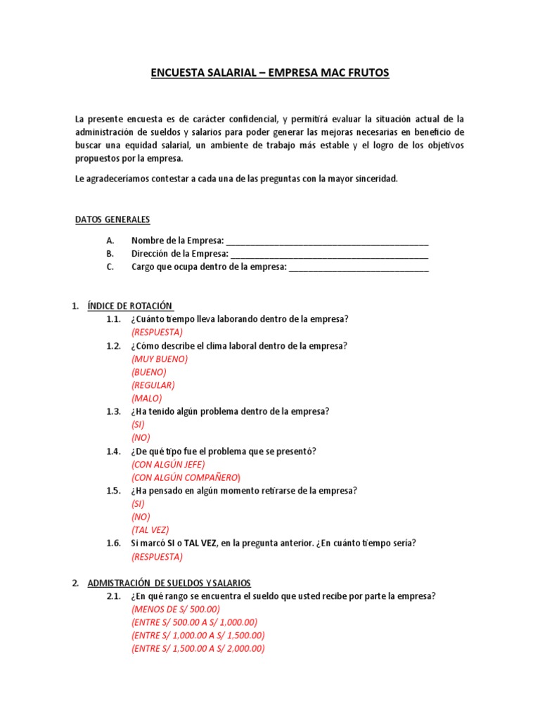 ENCUESTA SALARIAL | PDF