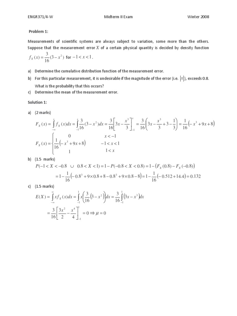 Sample Midterm Exam Solution - INDU 6310 - Concordia University | PDF Sample Midterm Exam Solution - INDU 6310 - Concordia University | PDF
