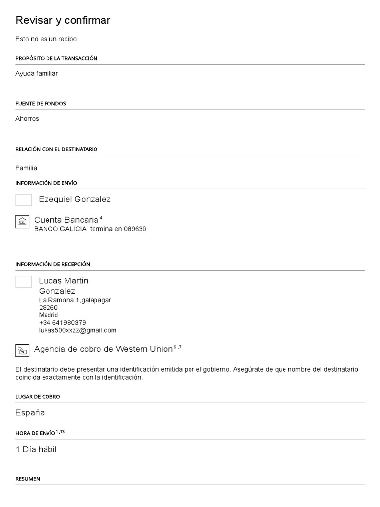 Página de Revisión - Western Union Argentina | PDF | Transferencia ...