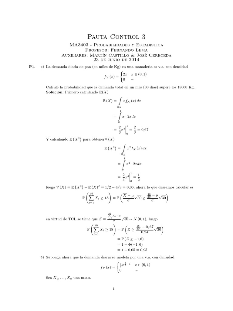 Lema 2014 - 1 | PDF | Matemáticas | Teoría estadística