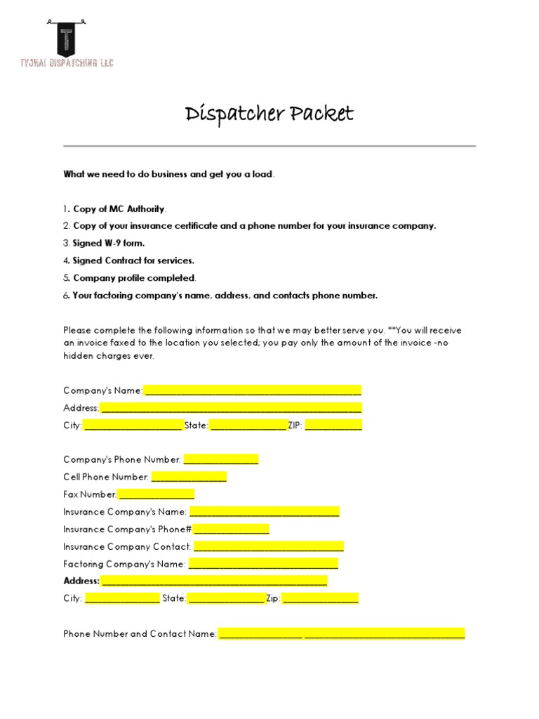 Dispatcher To Carrier Template 3 | PDF | Credit Card | Common Carrier