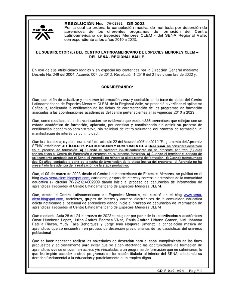 RE - Físico No. 76-01361-2023 - (769125) - Elaboró 769125 - SE ORDENA ...