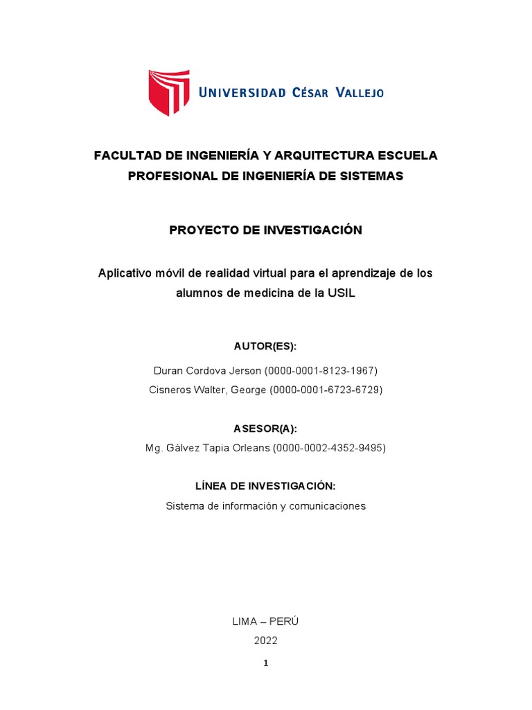 Informe Proyecto de Investigacion | PDF