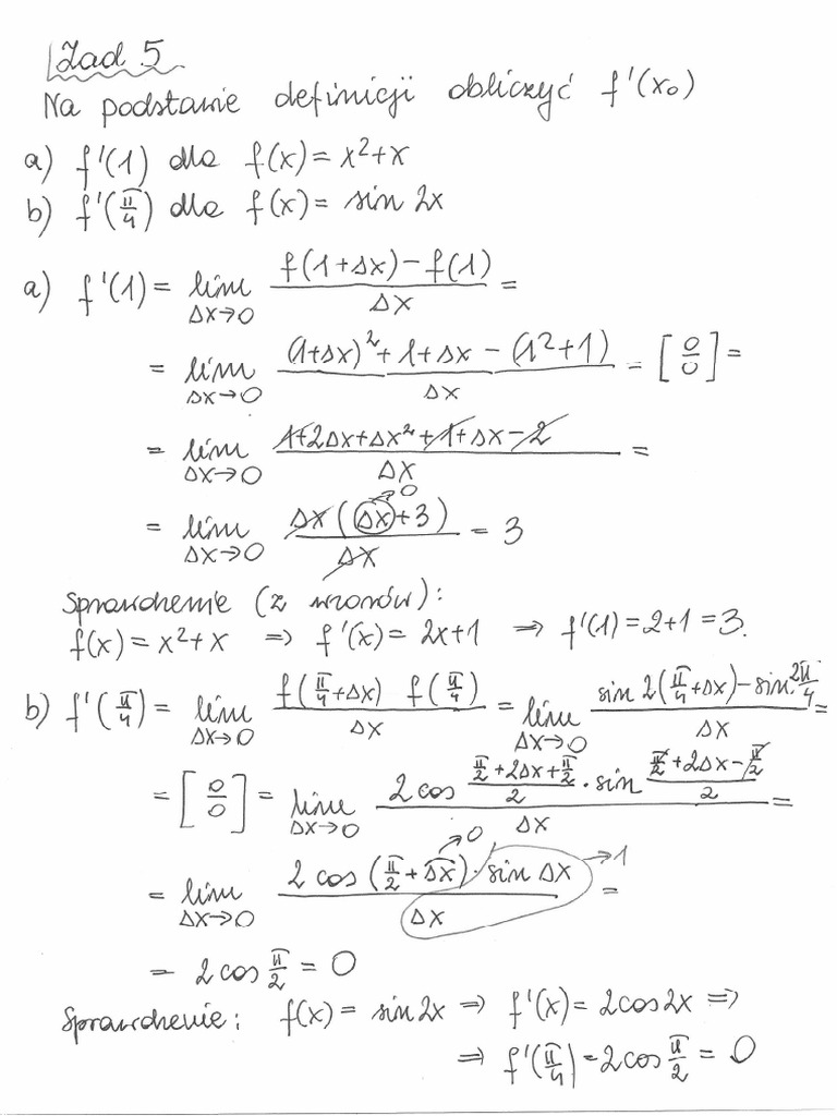 Zad 05 - Pochodna W Punkcie Z Def | PDF