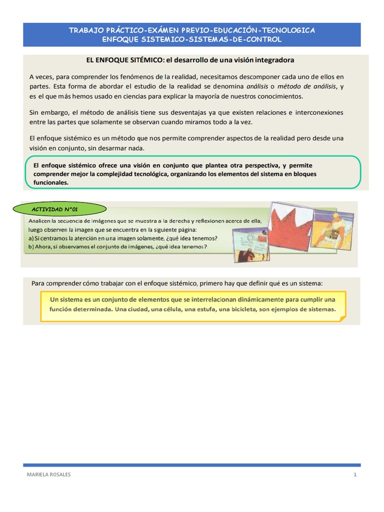Trabajo Practico Educacion Tecnologica Examen Previo | PDF | Sistema de control | Sistema