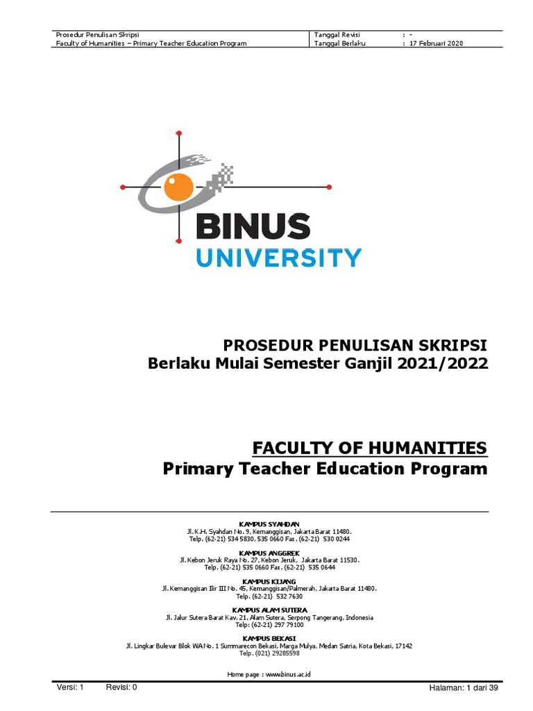 Prosedur Penulisan Skripsi Ganjil 2022-2023 - PGSD | PDF