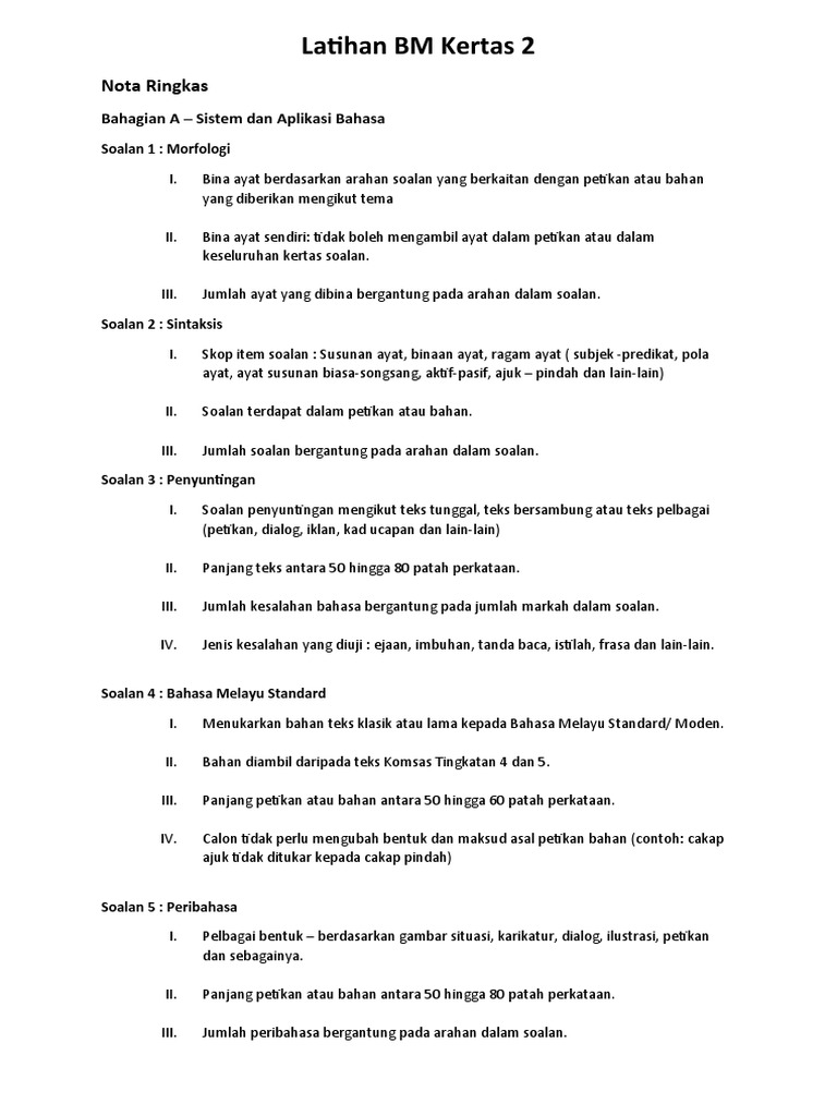 Latihan BM Kertas 2 | PDF