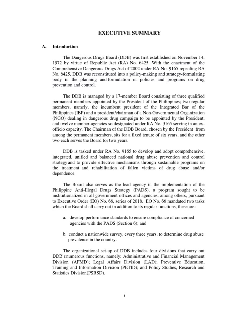 Dangerous Drugs Board Executive Summary 2021 | PDF | Audit | Financial ...