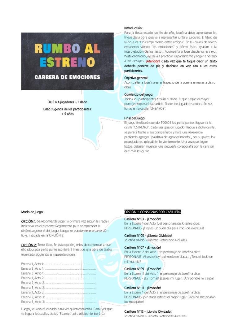 Juego Rumbo Al Estreno - Reglas | PDF