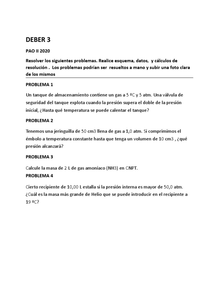 Deber 3. Ley de Los Gases-1 | PDF