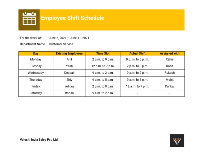 Customer Service Shift Schedule | PDF