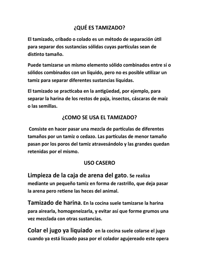 Definición y usos del tamizado | PDF