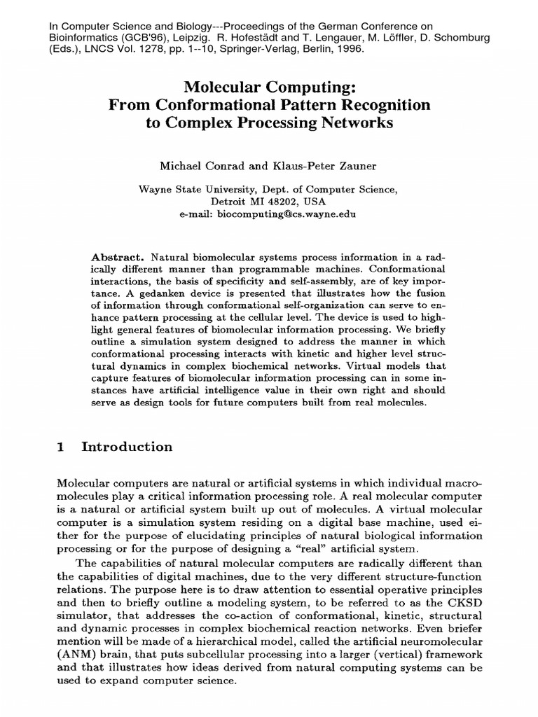 Molecular Computing and Pattern Recognition | PDF | Self Assembly ...