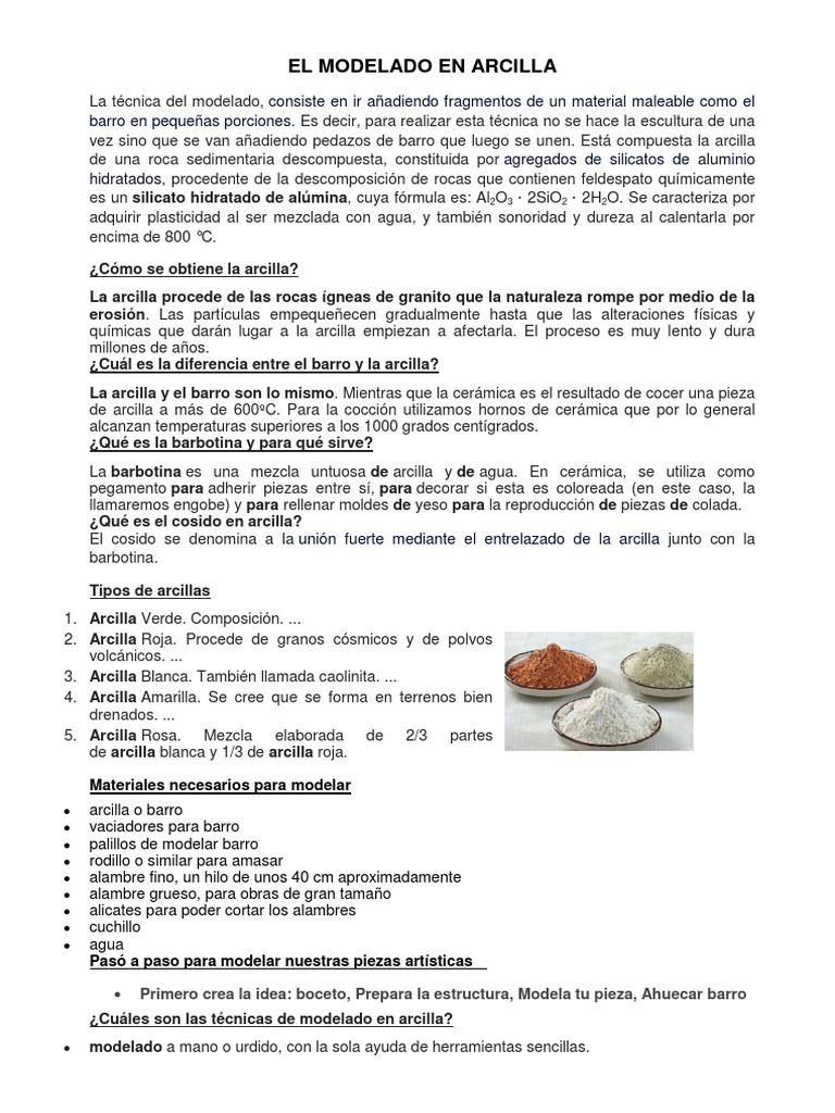 El Modelado en Arcilla | Descargar gratis PDF | Arcilla | Cerámica