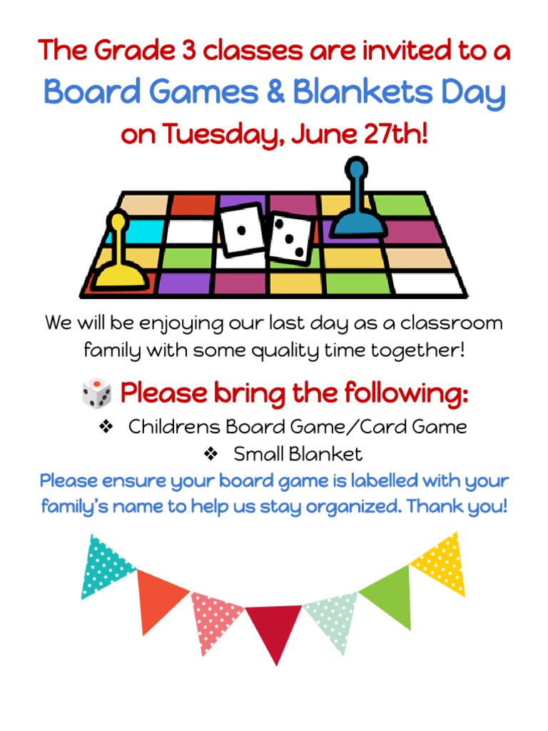 June 27 - Board Games Blankets Note | PDF