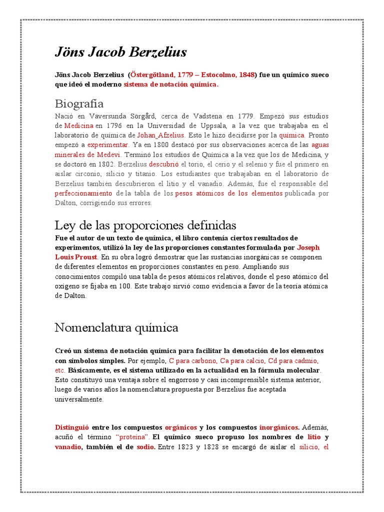 Jöns Jacob Berzelius | PDF | Materiales | Elementos químicos