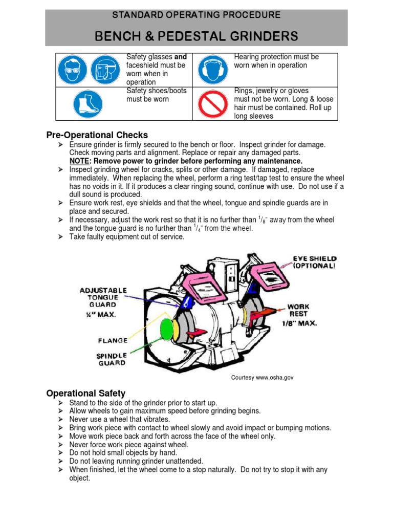 Bench Pedestal Grinders Sop | PDF